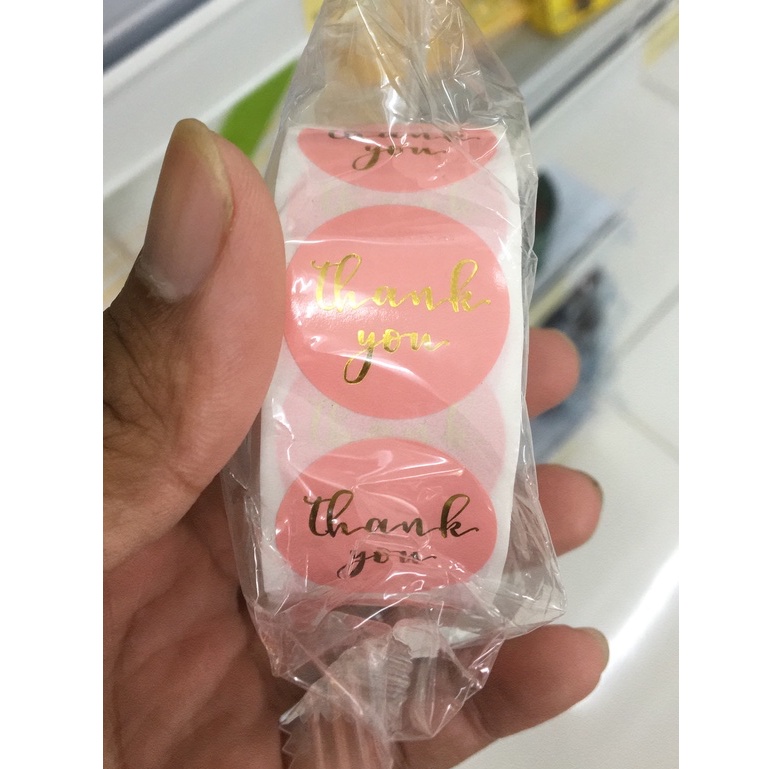 Jual STIKER SEGEL BULAT BERTULISKAN "THANK YOU" PINK POLOS (Ukuran ...