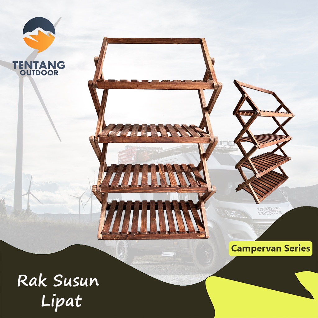 Jual Rak Susun Lipat Camping Portable Multifungsi Storage Rack Rak Kayu ...
