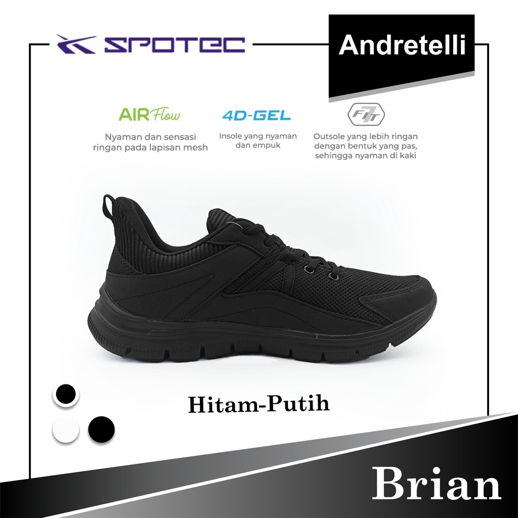 Jual SPOTEC Sepatu Sekolah BRIAN HITAM / HITAM | Shopee Indonesia