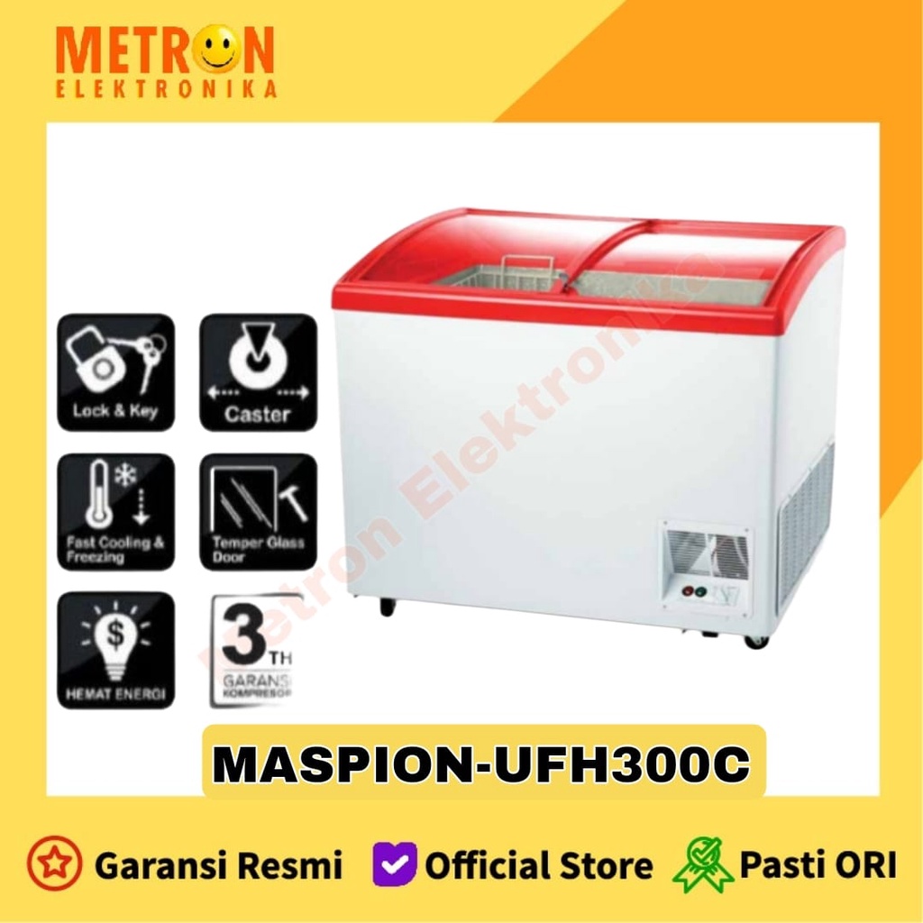 Jual MASPION UFH 300 C-PW / BL / RD - CHEST FREEZER BOX SLIDING GLASS ...