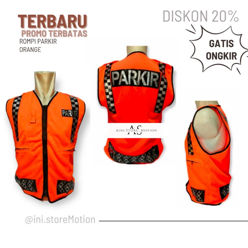 Jual Rompi jaring list parkir / Rompi oren list parkir / rompi parkir ...