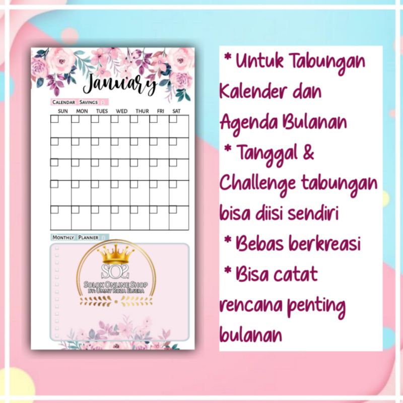 Jual Kalender Tabungan & Schedule 12 Bulan Untuk Binder A6 | Shopee ...