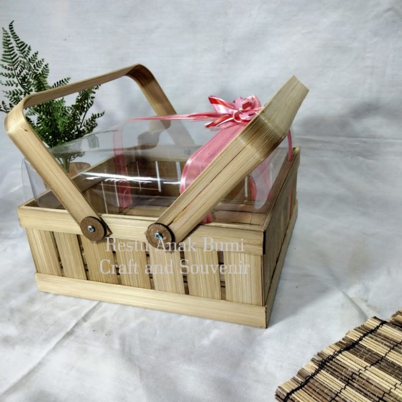 Jual keranjang bambu mika tinggi pita, wadah nasi, tempat jadah, buah ...