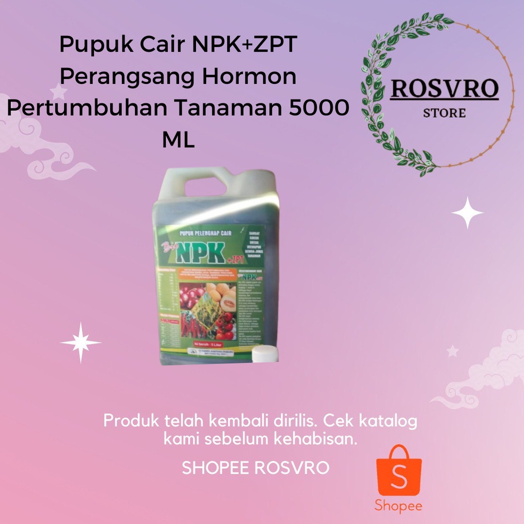Jual Pupuk Cair NPK+ZPT Perangsang Hormon Pertumbuhan Tanaman 5000 ML ...