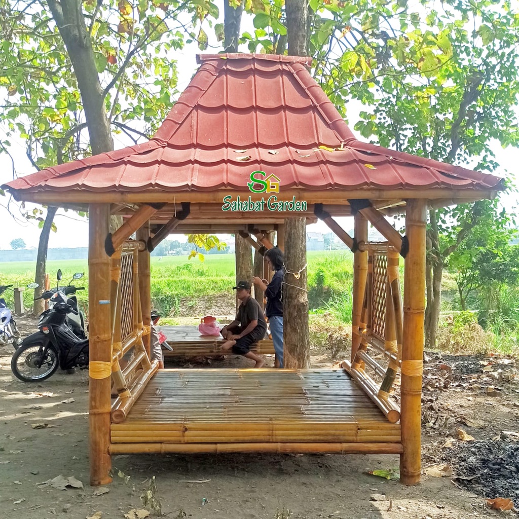 Jual Gazebo Bambu Atap Multiroof/Genteng 2x2 | Shopee Indonesia