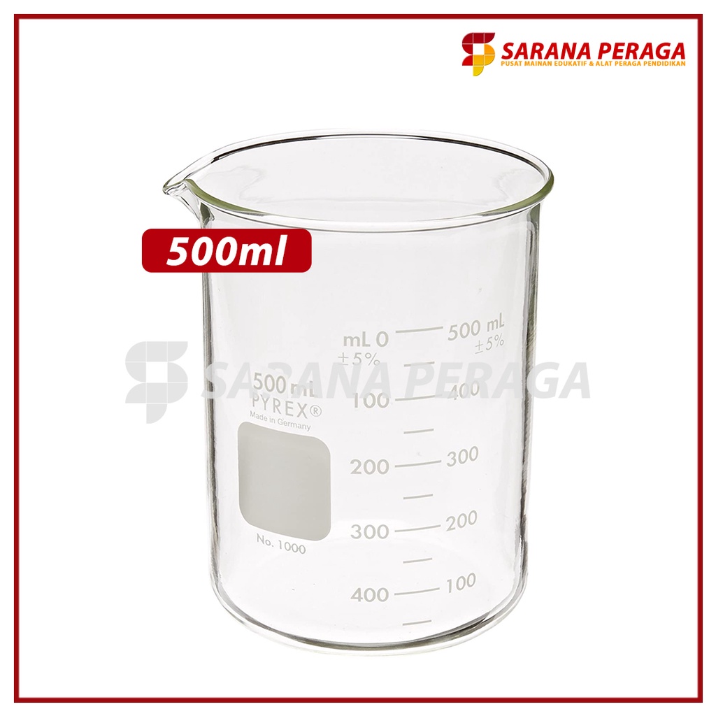 Jual SaranaPeraga - Beaker Glass / Gelas Kimia 500 ML Kaca - Alat ...