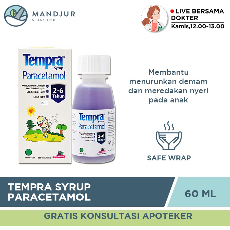 Jual Tempra Syrup 60 mL - Pereda Demam dan Nyeri Khusus Anak-anak ...