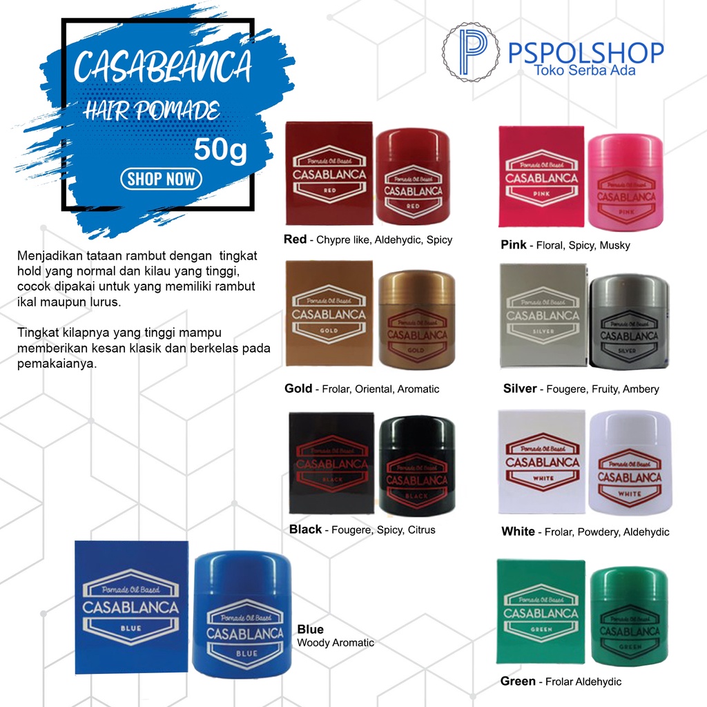 Jual Casablanca Hair Pomade 50g Gel Rambut | Shopee Indonesia