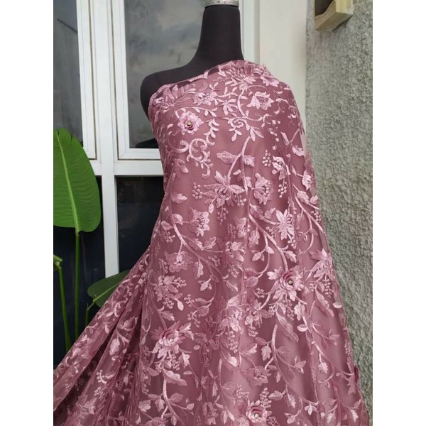 Jual Kain Tile Bordir Timbul 3D / Brokat 3d / Gaun Pengantin | Shopee ...