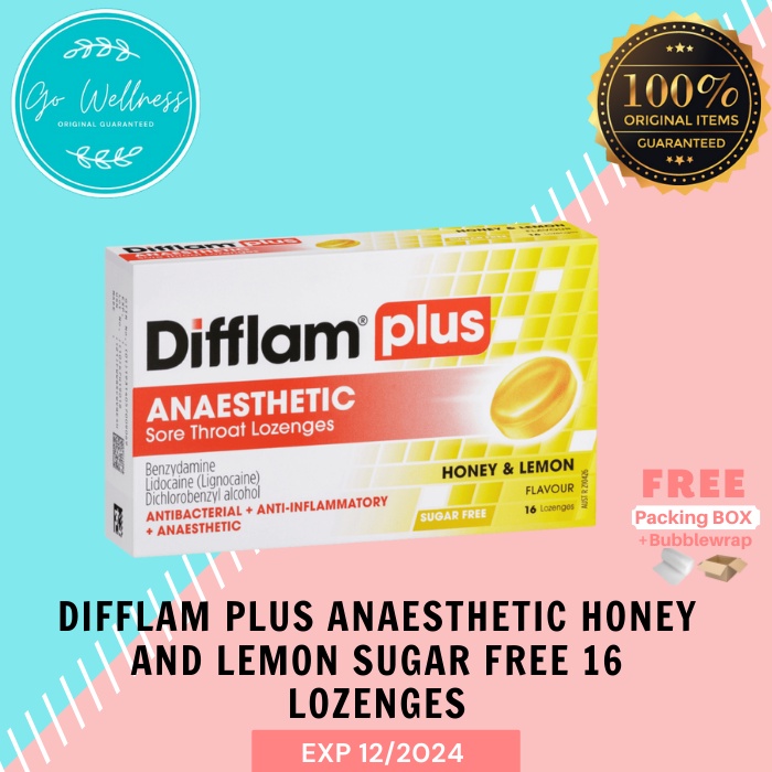 Jual Difflam Plus Honey and Lemon Sugar Free 16 Lozenges | Shopee Indonesia