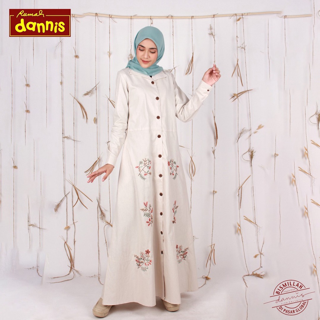 Jual GAMIS ABAYA DEWASA TERBARU A399 (S) CREAM BY DANNIS | Shopee Indonesia