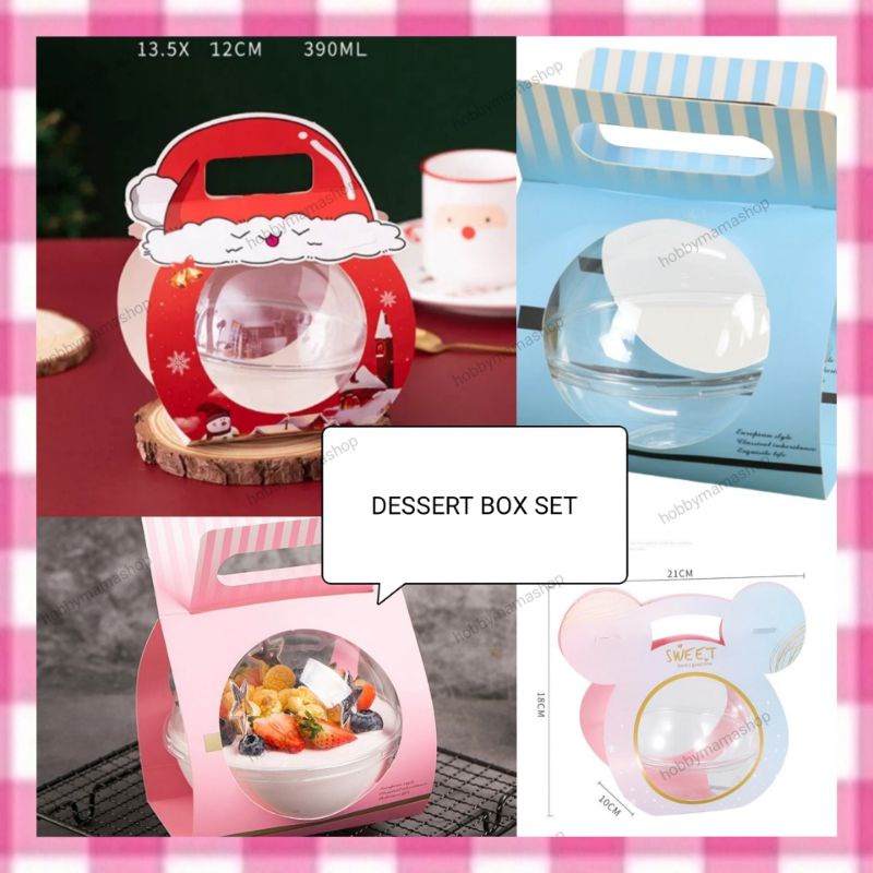 Jual Dessert box ball dengan case gift set wadah shoufle cake puding ...