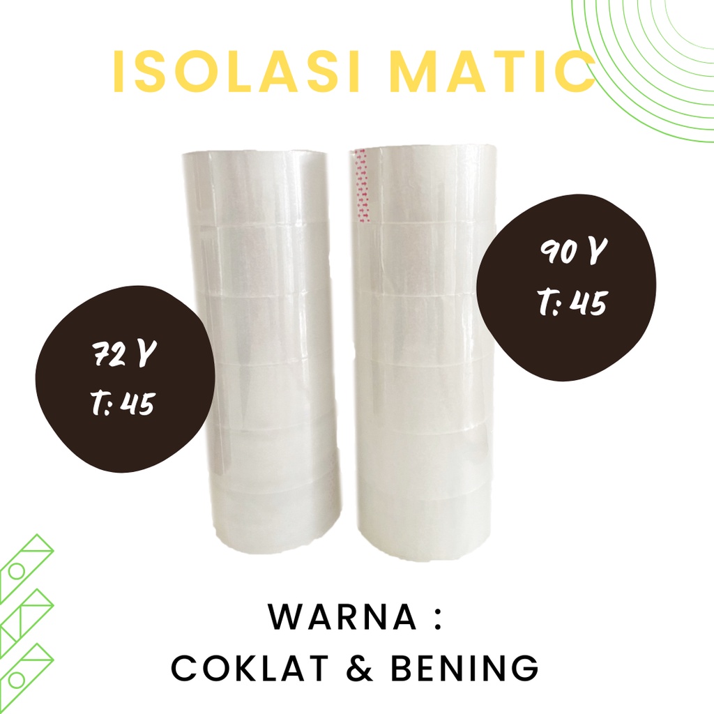 Jual Isolasi Lakban Tape Bening Matic OPP 45mm x 72 90 Yard Solasi ...