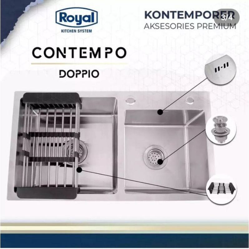 Jual Kitchen Sink Royal Contempo Doppio Stainless Steel | Shopee Indonesia