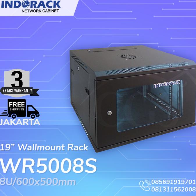 Jual Wallmount 8U Indorack Rack Server 500Mm Depth Wr5008S | Shopee ...