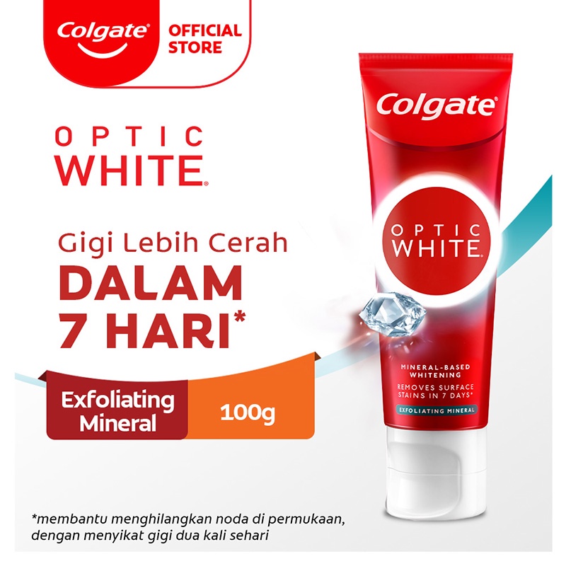 Jual Colgate Optic White Whitening Toothpaste Exfoliating Mineral 100g ...