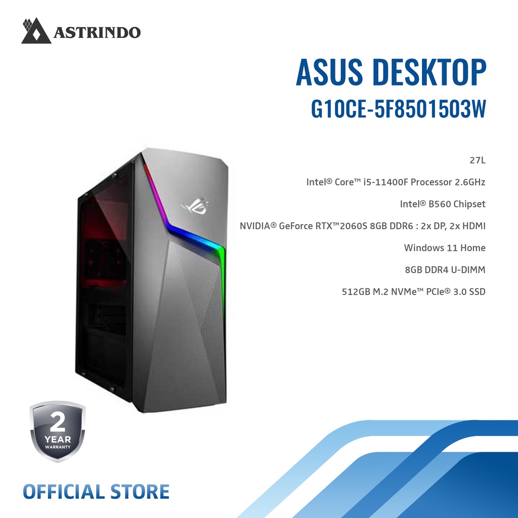 Jual ASUS ROG DESKTOP PC - G10CE-5F8501503W | Shopee Indonesia