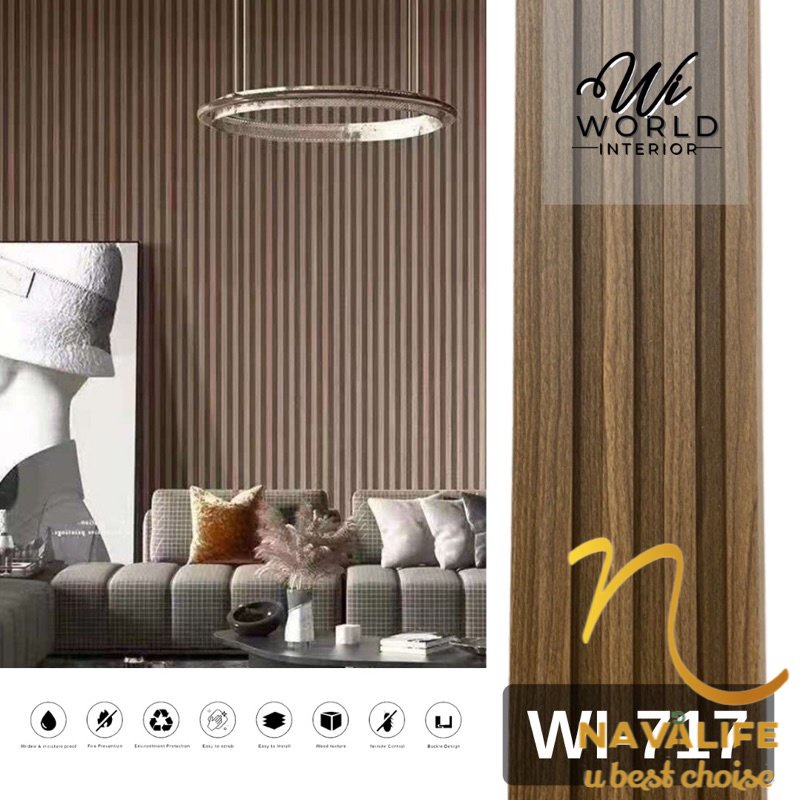 Jual wpc Wallpanel dinding uk 3m x 17cm x 2,3cm / wood panel dinding / kisi kisi backdrop tv ...