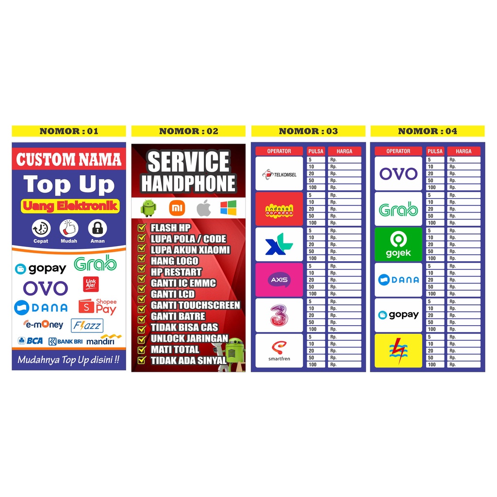 Jual Spanduk PULSA COUNTER CELL BRILINK Custom Nama | Shopee Indonesia