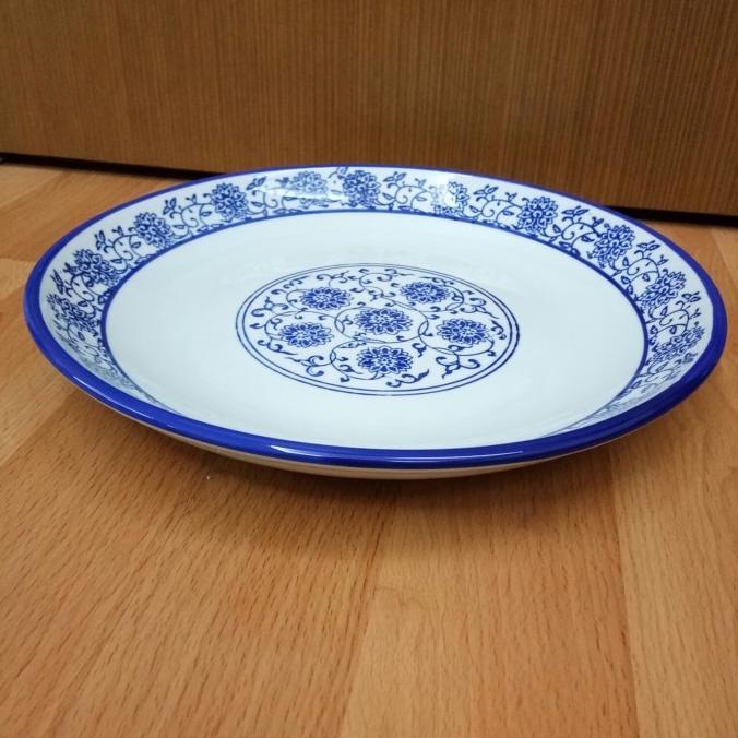 Jual Piring Keramik Biru Putih Bulat Cekung Ukuran 10" / 25Cm ...