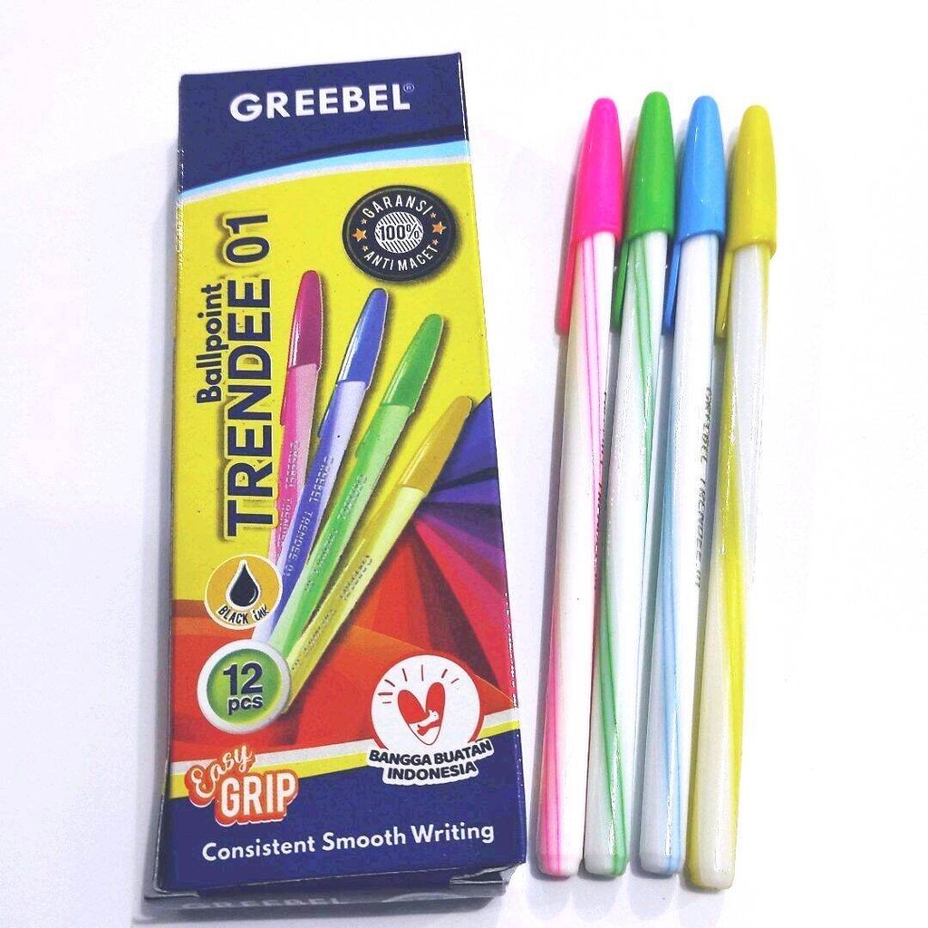 Jual Pena Ballpoint Greebel Trendee Hitam Pulpen Murah Per Pak Lusin ...
