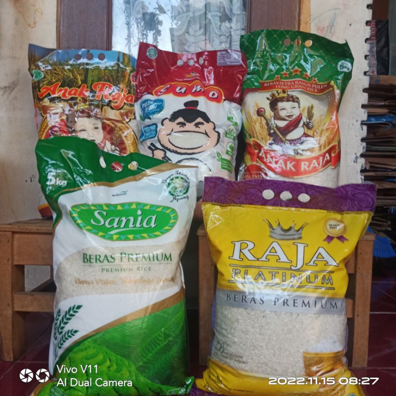 Jual Beras Sumo 5kg / Beras Anak Raja / Beras Sania / Beras Cap Topi ...