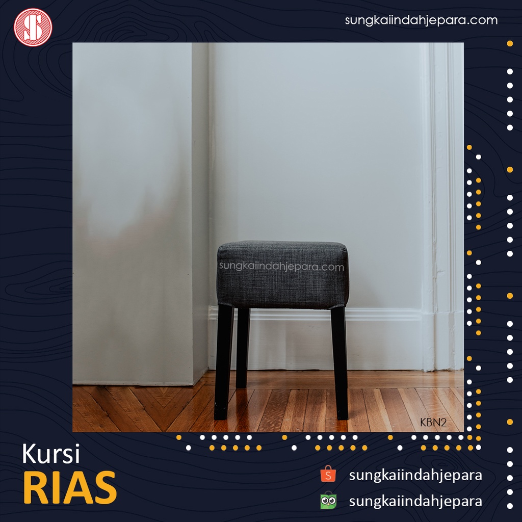 Jual Kursi Rias Stool Bench Minimalis Matrial Kayu Solid Mahoni KBN2 | Shopee Indonesia