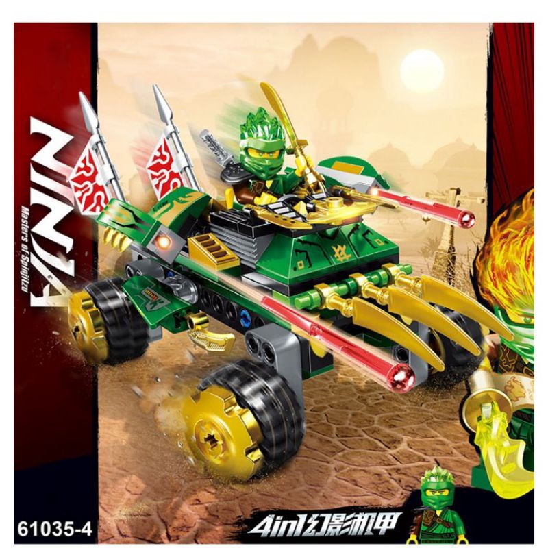Jual mainan anak brick lego ninjago rambut api Llyod minifigure + mobil ...