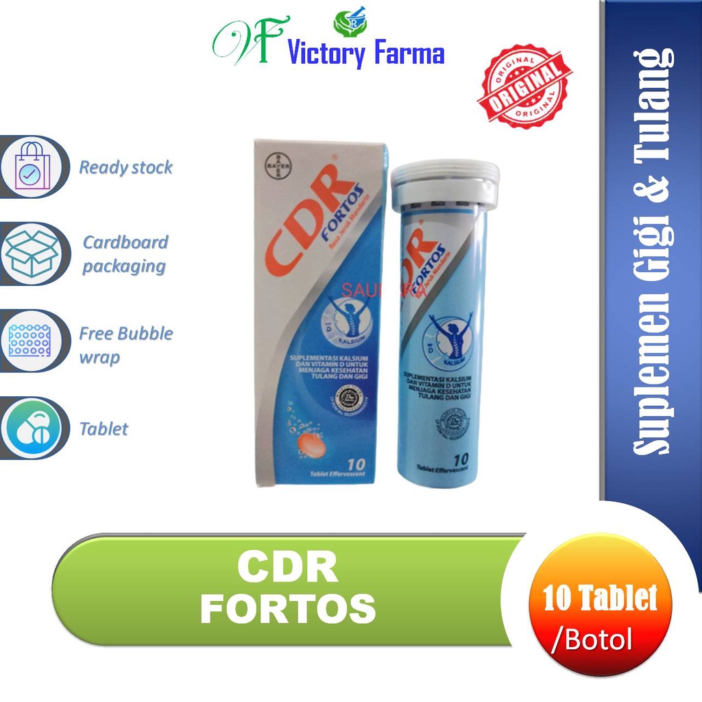 Jual CDR Fortos Botol @10 Tablet/ Suplemen gigi & tulang | Shopee Indonesia