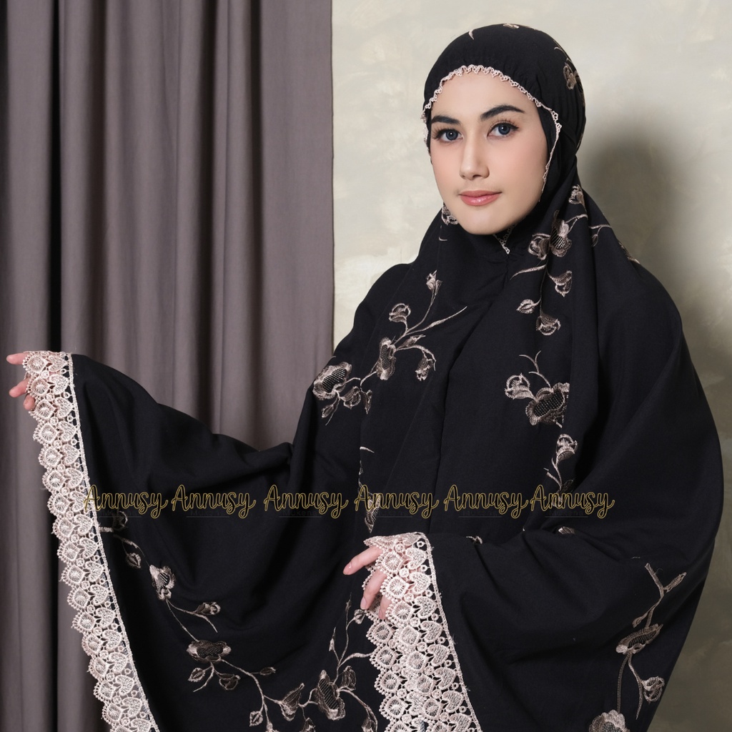 Jual ANNUSY - Mukena Dewasa Katun Premium Bordir Mewah Premium Series Akifa | Shopee Indonesia