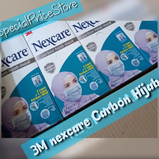 Jual Masker 3M Nexcare daily Carbon hijab 4ply 12 sachet 24 lembar t ...