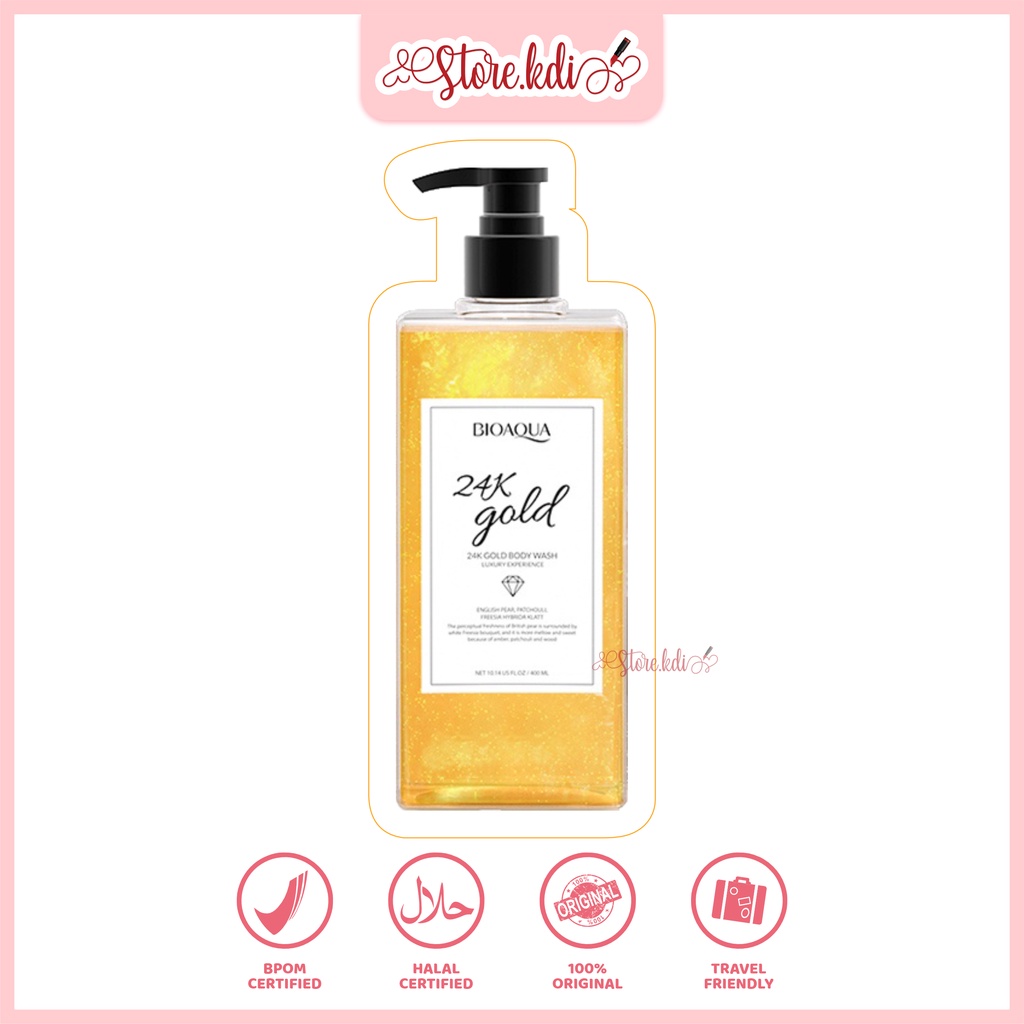 Jual BIOAQUA 24K Gold Body Wash 400ml Shower Gel English Pear & Freesia scent | Shopee Indonesia