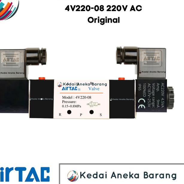 Jual Solenoid Valve Airtac 4V220-08 4V220 08 220V AC / 24V DC Pneumatic ...