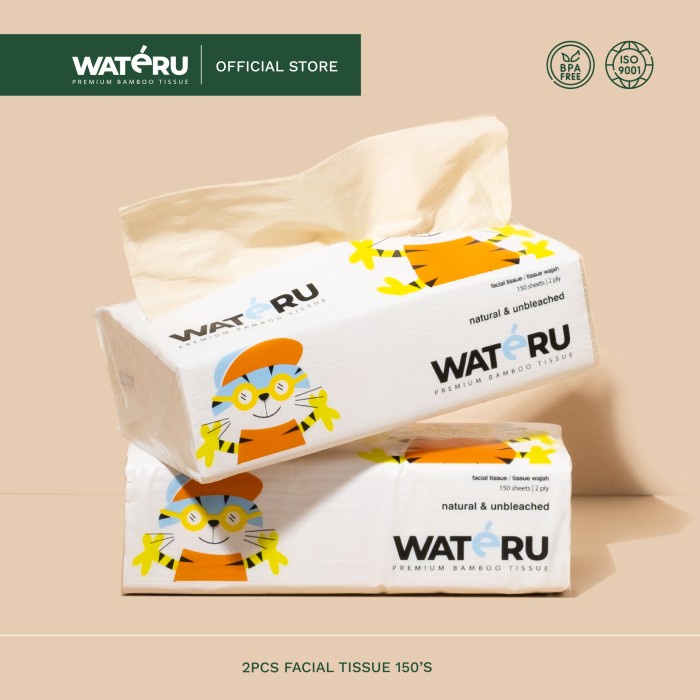 Jual Wateru Natural Bamboo Tissue / Tisu Bambu - Facial 150s (2 pack ...