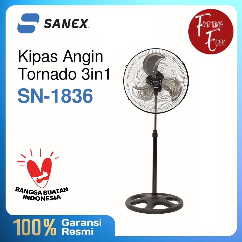 Jual Sanex Stand Fan 18 Inch 3 in1 SN 1836 - desk Fan / wall Fan Rotasi ...
