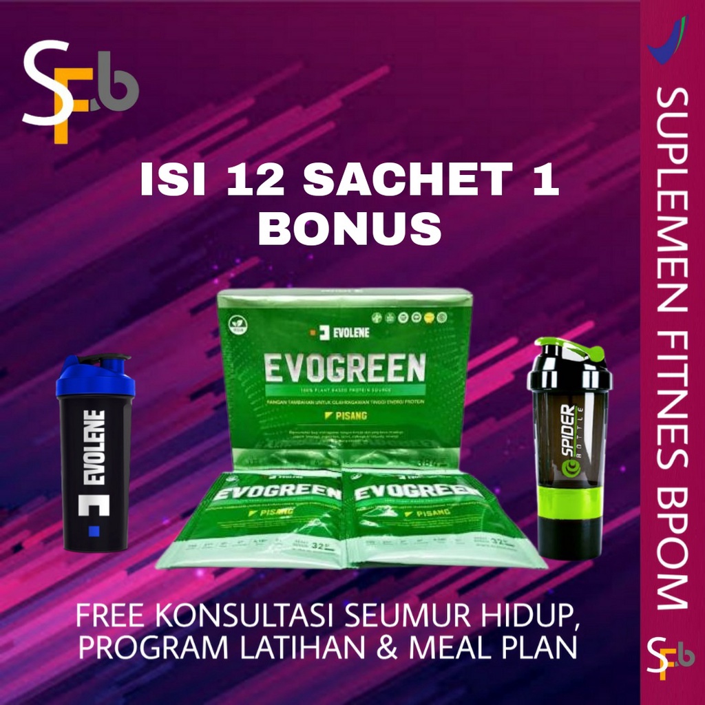 Jual EVOLENE EVOGREEN 12 Sachet Evolene Plant Based Protein Vegan ...