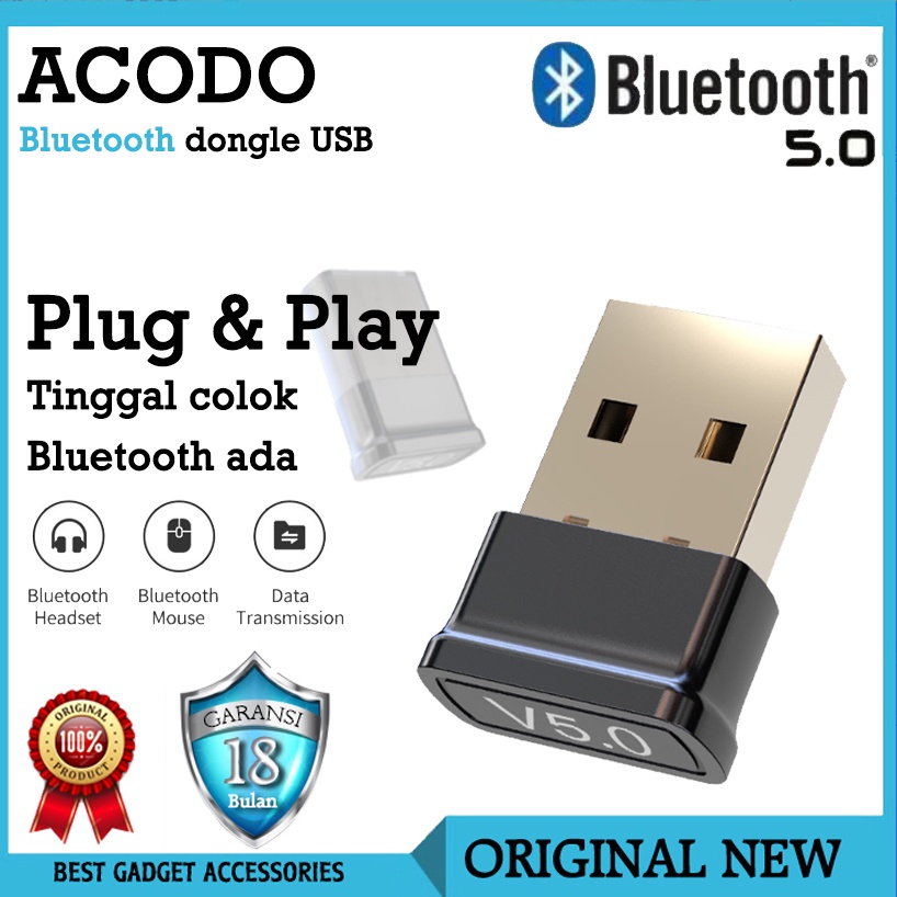 Jual ACODO USB Bluetooth 5.0 Dongle Komputer PC Laptop Adaptor Windows ...