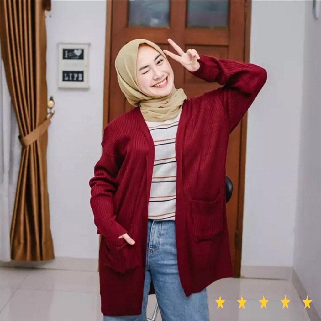 Jual Cardigan wanita belle cardy bahan rajut tebal ukuran size L LD 110 banyak pilihan warna ...