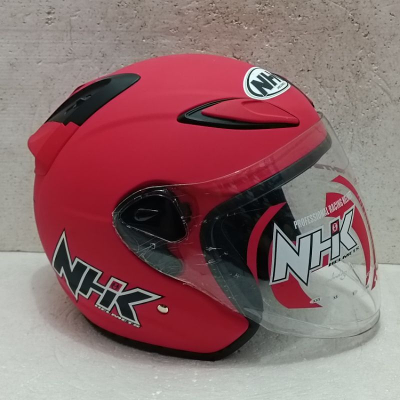Jual HELM NHK R6 SOLID RED DOFF HALF FACE | Shopee Indonesia