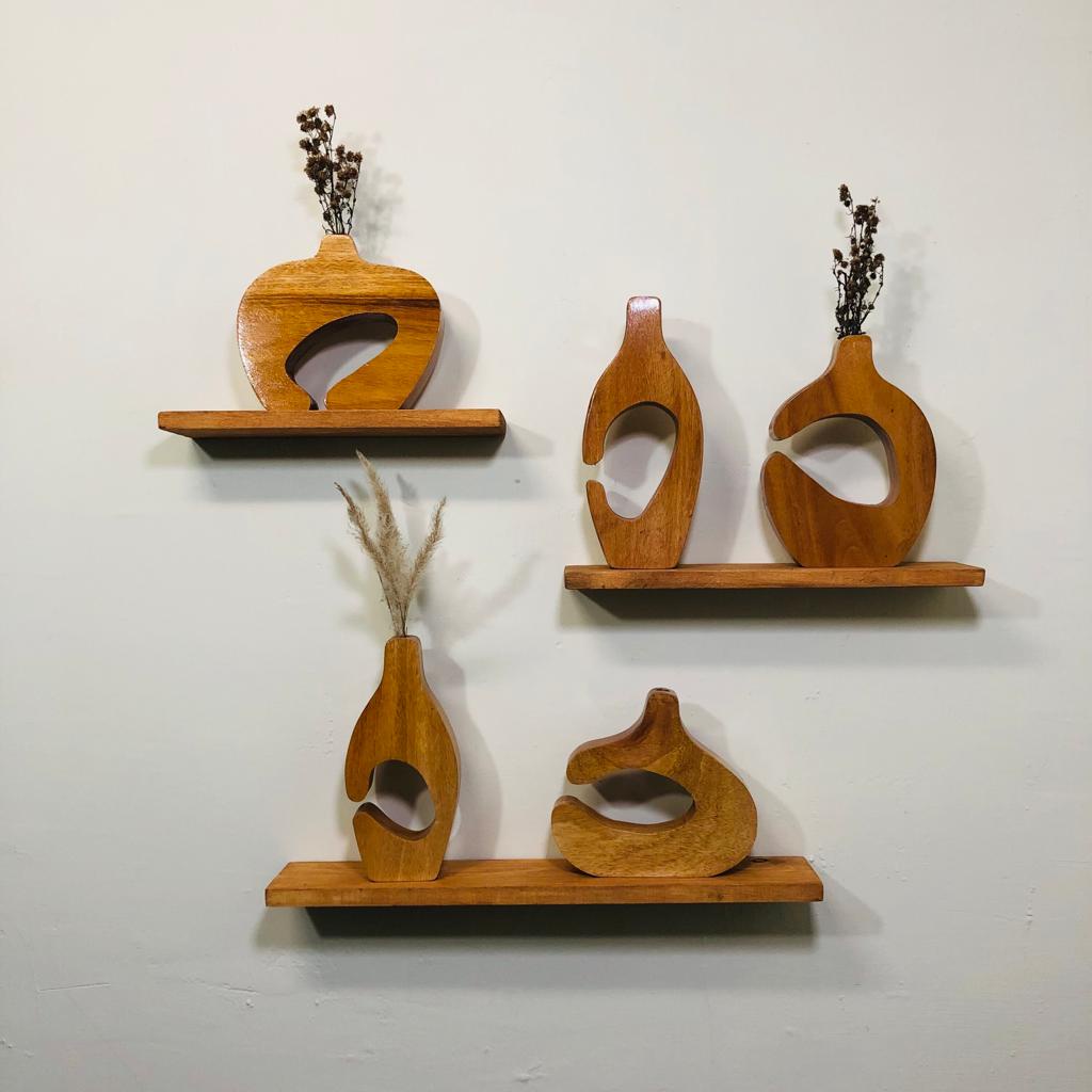 Jual Vas Bunga Kayu Mahoni Wooden Pot Vase Dekorasi Hiasan Dinding ...
