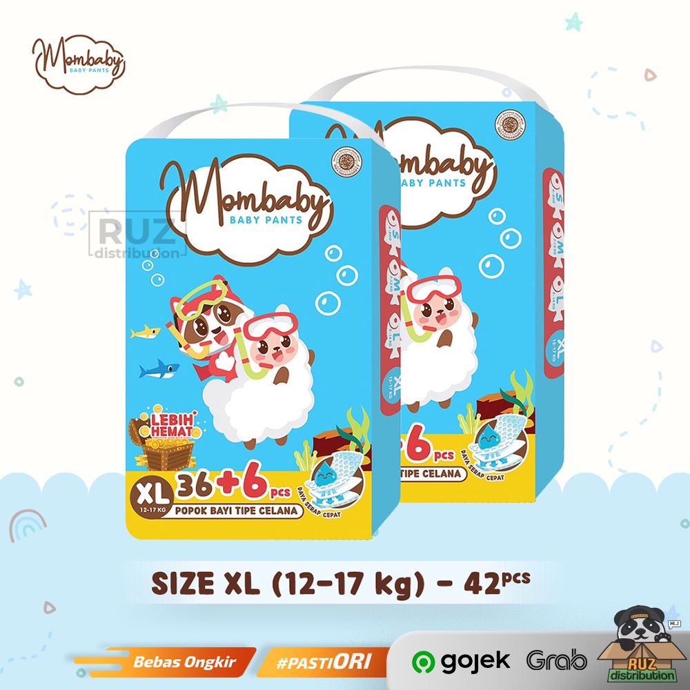 Jual Mombaby Pants XL42 XL 36 + 6pcs Popok Bayi Diapers Mom Baby | Shopee Indonesia