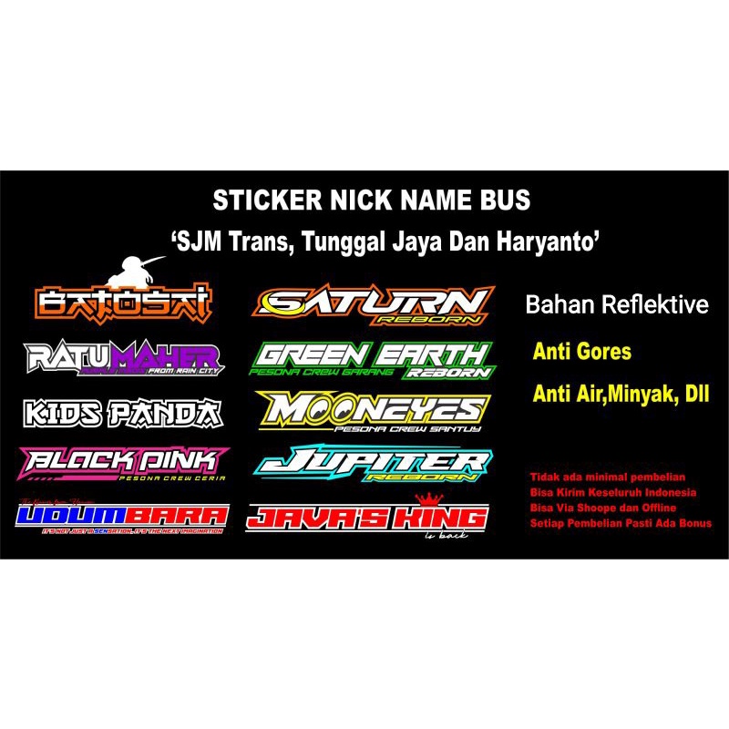 Jual Sudiro tungga jaya stj nick name sticker cutting (harga per biji ...
