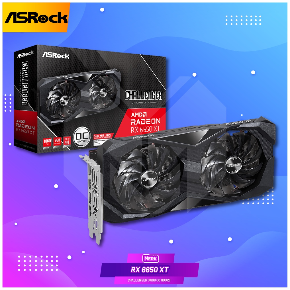 Jual Asrock Radeon RX 6650 XT CHALLENGER D 8GB OC GDDR6 - RX6650XT DDR6 ...