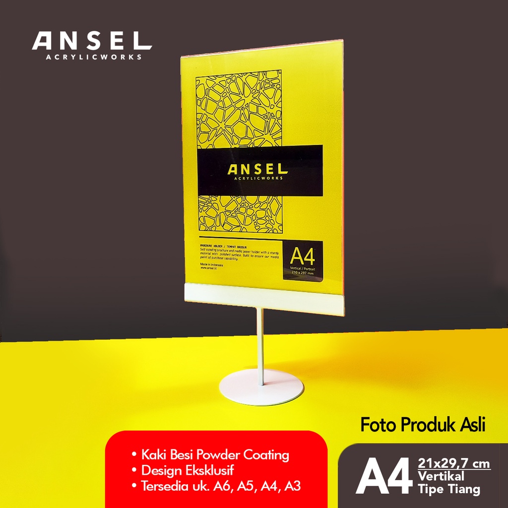 Jual ANSEL NORE - Tent Card Akrilik Kaki Besi / Tiang A4 Vertikal 21x29 ...
