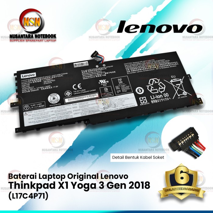 Jual Baterai Original Lenovo Thinkpad X1 Yoga 3 2018 L17C4P71 15.36V ...