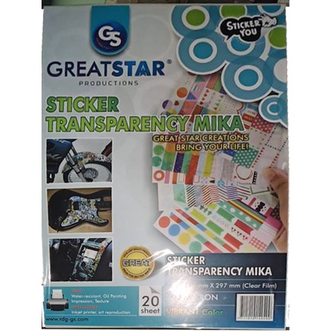 Jual STIKER MIKA KAKU INKJET PLASTIK 120 gsm A4/10/20 lembar | Shopee ...