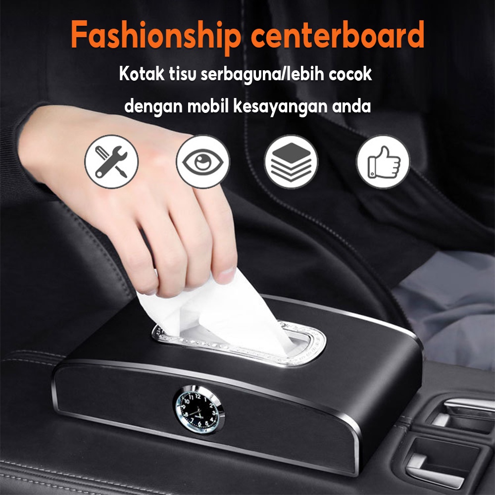Jual Tempat Tisu Mobil Premium Mewah Multifungsi Jam Car Tissue Box ...