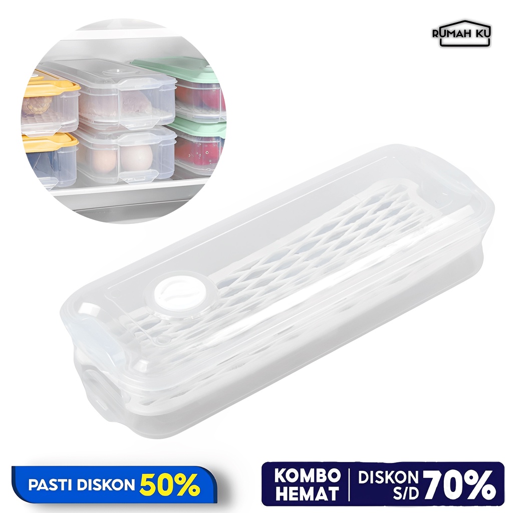 Jual Kotak Makanan Kulkas Kitchen Storage Food Box with Drain Hole ...