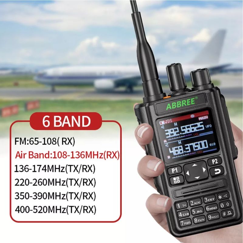 Jual HT AIRBAND ABBREE AR-F8 Walkie Talkie FULL BAND 108-520MHz ...