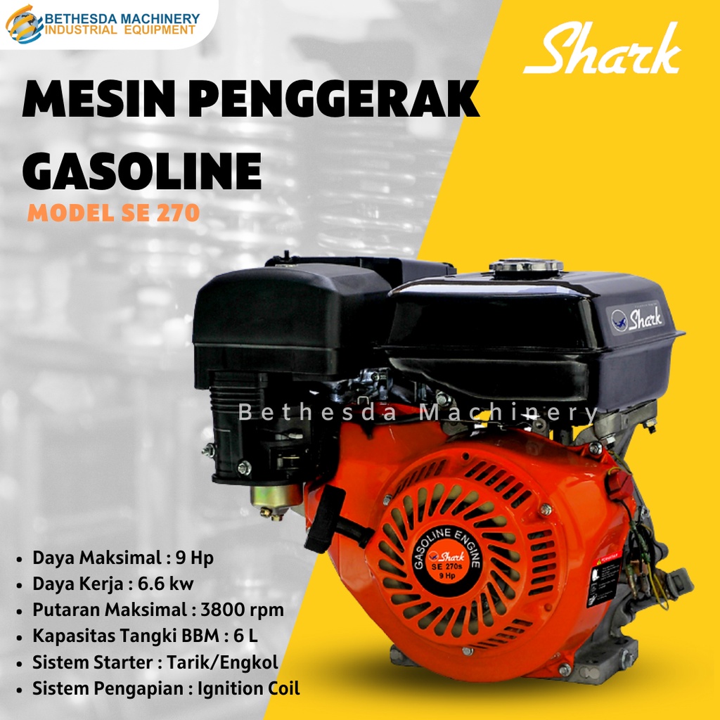 Jual Mesin Penggerak SE 270 Gasoline Engine 9 HP / 6.6 kW Mesin ...